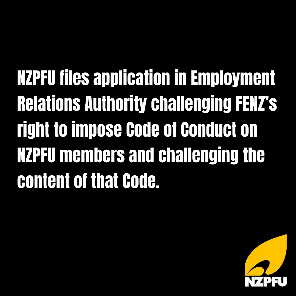 New Zealand Professional Firefighters Union - CODE OF CONDUCT UPDATE